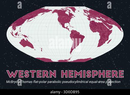 Western Hemisphere. World map. McBryde-Thomas flat-polar sinusoidal ...