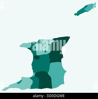 Map of Trinidad and Tobago with regions. Just a simple country border ...