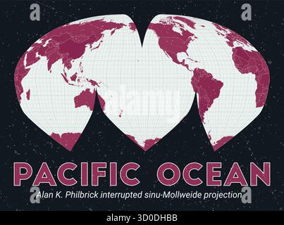 World Map. Mollweide projection interrupted into two equal-area ...