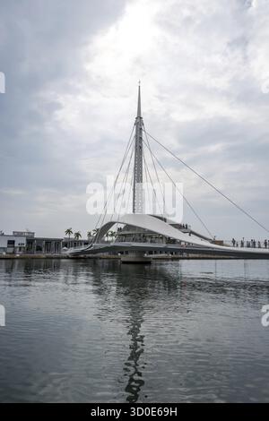 Great Harbor Bridge in Kaohsiung, Taiwan. It is the first horizontally ...