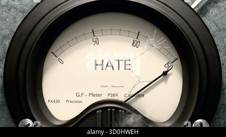 Hate meter showing high levels of hate. Dangerously increasing values ...