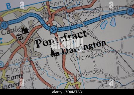 Pontefract - United Kingdom colour atlas map town name of the area ...