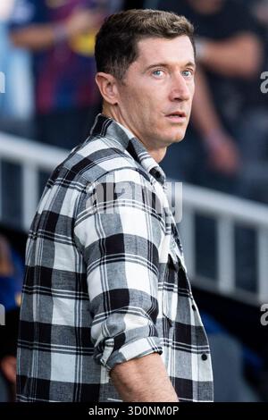 Robert Lewandowski of FC Barcelona seen in action during a UEFA ...