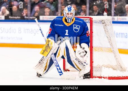 Goalkeeper Tim Wolf #1 (EV Zug) - November 25, 2025 - National League ...