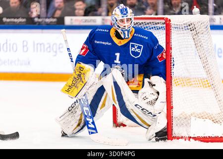 Goalkeeper Tim Wolf #1 (EV Zug) - November 25, 2025 - National League ...