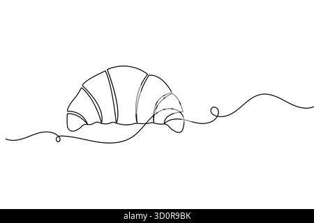 Croissant breakfast continuous one line drawing minimalist style ...