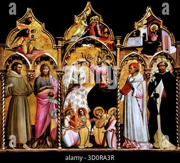 Coronation of the Virgin with four Musical Angels and Saints Francis ...