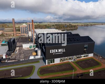 Aerial view of Eden Mill distillery Guardbridge, Fife, Scotland, Uk ...