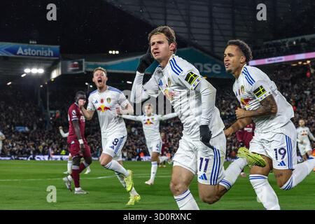 Brenden Aaronson of Leeds United celebrates his goal to make it 1-0 ...