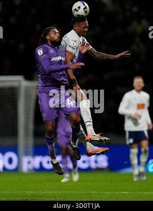 Preston North End's Daniel Jebbison has a shot on goal during the Sky ...