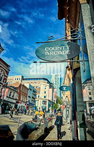 County Arcade Victoria Quarter Briggate Leeds with Christmas lights and ...