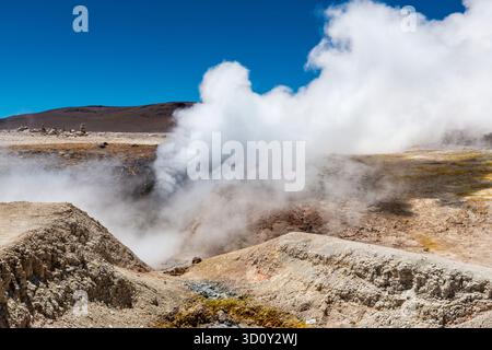 Sol de Manana (Morning Sun) geysers at dawn, Bolivia, South America ...