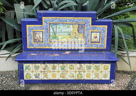 Colonial era tiled seating at Independence Square in Malabo Stock Photo ...
