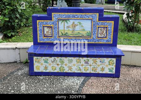 Colonial era tiled seating at Independence Square in Malabo Stock Photo ...