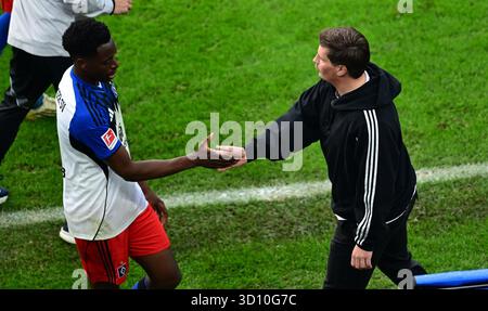 from left Albert Sambi Lokonga (HSV Hamburg), Badredine Bouanani Hamburg, November 30, 2025 ...