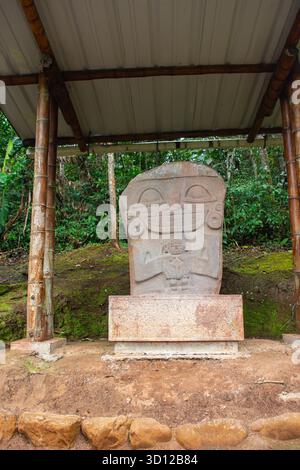 A large stone statue representing pre-Columbian art, located in San ...