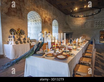 Interior of Kalmar Castle: The Easter table in the Grey Hall where ...