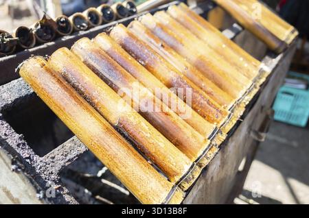 Taiwanese snacks of rice cooked in bamboo tubes Stock Photo - Alamy