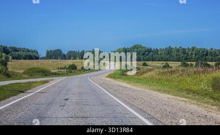Russian asphalt road out of town. Travelling by car. Road views Stock ...