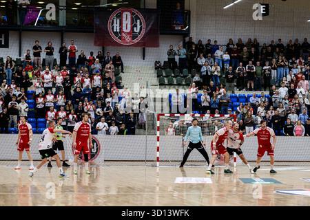 Brondby, Denmark. 25th Oct, 2025. Niklas Landin (1) of Aalborg Handball ...