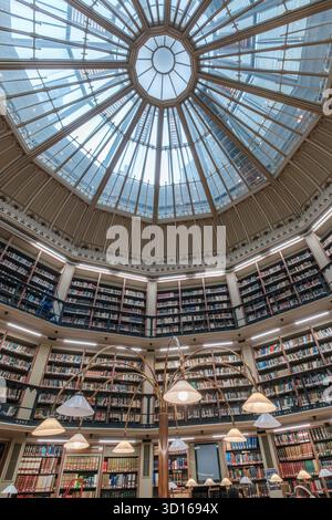 Glass dome ceiling and circular bookshelves in the historic Maughan ...