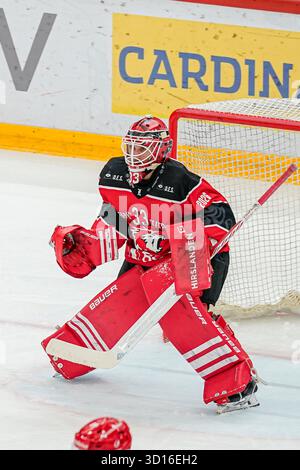 Lausanne, Switzerland. , . Kevin Pasche (goalkeeper) of Lausanne HC #33 ...