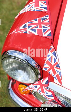Union Jacks on vintage Mini car concept Britain British car industry ...