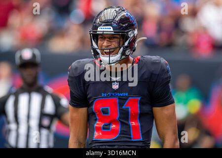 Houston Texans wide receiver Jayden Higgins (81) celebrates with ...