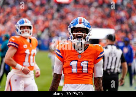 Denver Broncos wide receiver Troy Franklin (11) runs a route during an ...