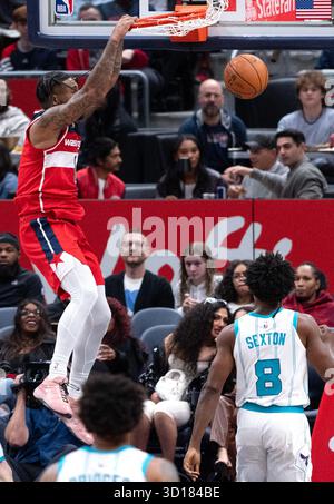 Washington Wizards forward Cam Whitmore (1) goes up for a dunk as ...