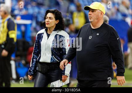 Indianapolis Colts owner Carlie Irsay-Gordon comes onto the field ...