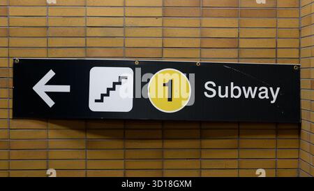 Directional signs in the Toronto, Ontario rapid transit subway system ...