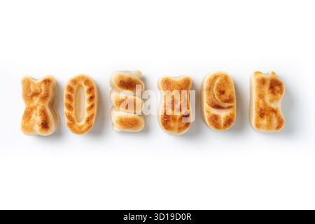 Traditional Christmas marzipan isolated on white background. copy space ...