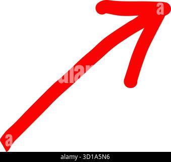 red hand drawn right arrow in circle cartoon icon. Isolated on white ...