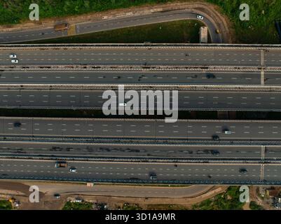 Aerial view of the Dwarka Expressway slicing through the landscape ...