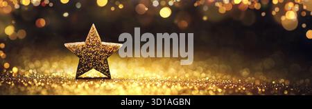 Abstract golden glittering bokeh lights on full frame background Stock ...
