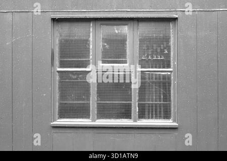 Wire Reinforced glas window behind the Enderfall Yard workshops Bristol ...