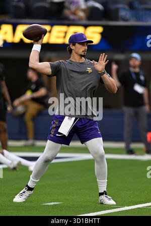 Minnesota Vikings quarterback Max Brosmer walks on the field before an ...