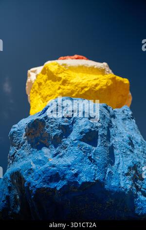 Vibrant stacked rock sculptures of Seven Magic Mountains near Las Vegas ...