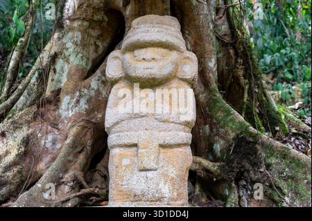 Ancient statue in the jungle in the San Agustin Archeological Park in ...