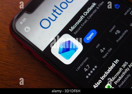 Quito, ECUADOR - Oct 27 2025 : Close-up of Microsoft Outlook app page ...