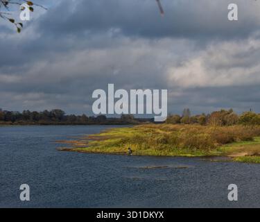 A river bank view of the Broad River with trees taken in Columbia ...