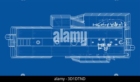 Detailed Blueprint of Industrial Equipment. Vector Stock Vector Image ...