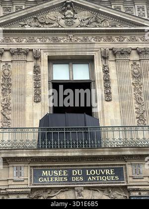 Louvre Heist Paris France 19 October 2025. Facade with broken windows ...