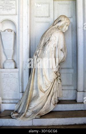 Full length marble statue of a veiled kneeling woman by Abbondio ...