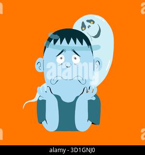 Modern Halloween Fear and Anxiety Illustration Collection. Flat Design ...