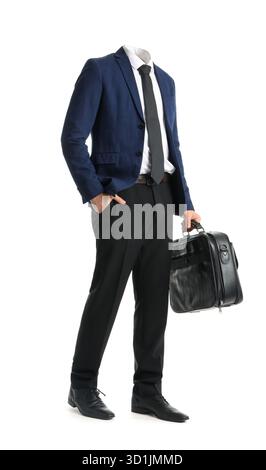 Walking businessman without head on white background, back view Stock ...