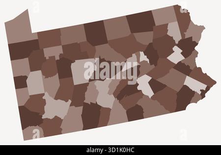 Map of Pennsylvania with counties. Just a simple state border map with ...