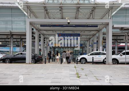 ULSAN, SOUTH KOREA - OCTOBER 10. 2025 - Travelers waiting on the Ulsan ...