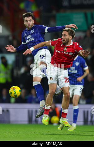 /Sam Smith of Wrexham in action during the Sky Bet Championship match ...